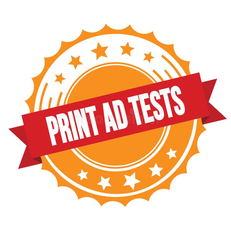 PRINT AD TESTS Text on Red Orange Ribbon Stamp Stock Illustration ...