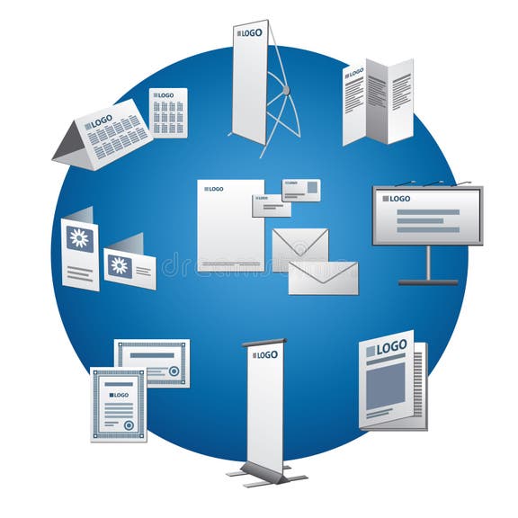 Print advertising icon set stock illustration. Illustration of leaflet ...
