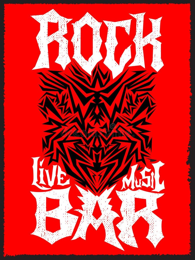 Rock Bar Hardcore Poster Design Template, Rock Pub Vector Poster Stock ...