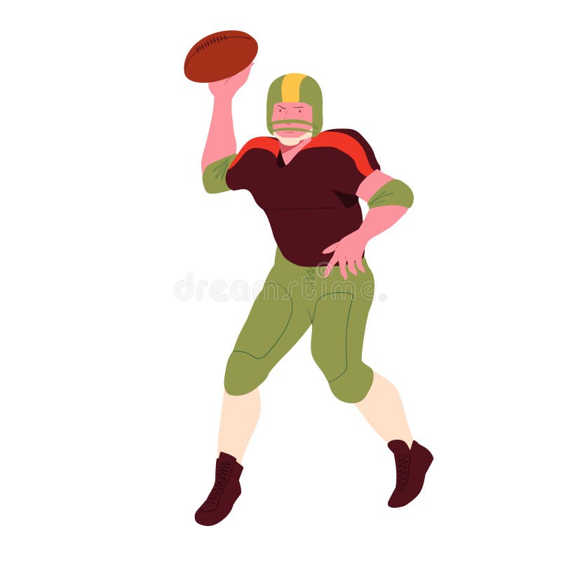 American Football Player Quarterback Making A Pass Vector Flat Illustration Stock Vector