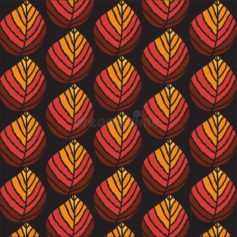 Autumn Leaves Pattern in Boho Style Stock Vector - Illustration of ...