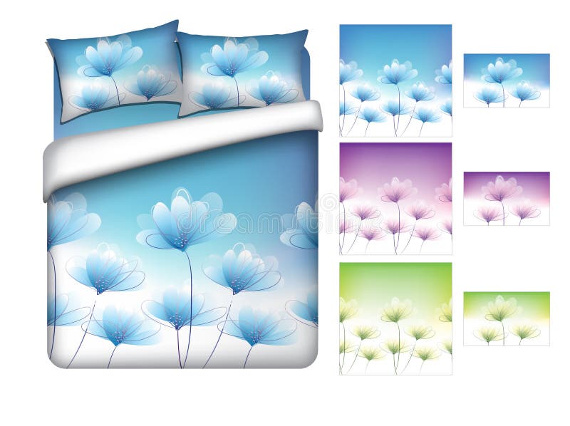 Bed Sheet Design. Bed from Top View with Pillows. Stock Vector ...