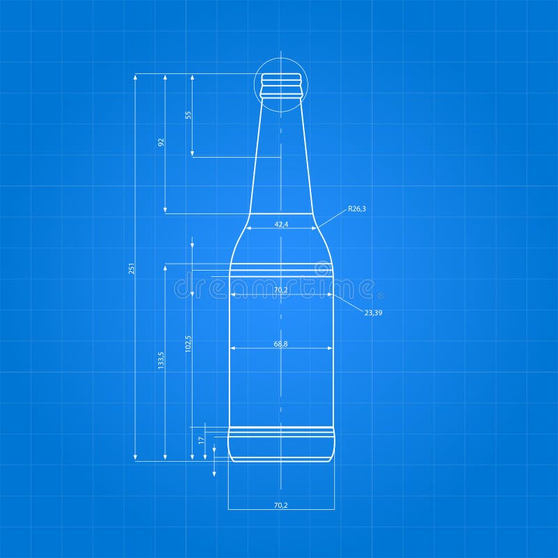 Blueprint Beer Bottle stock illustration. Illustration of cartoonish ...
