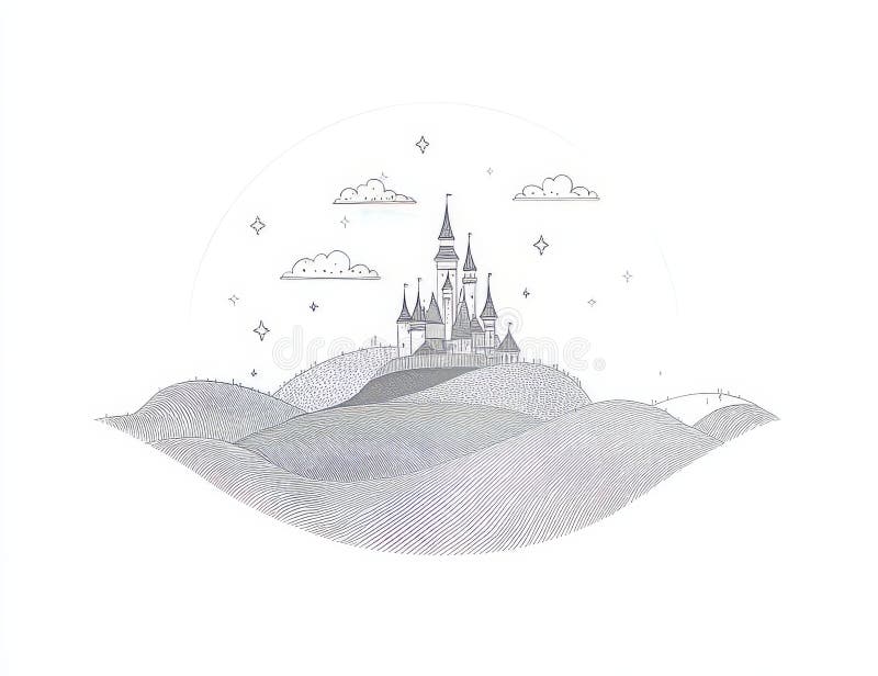 Print this Big Castle Coloring Page on 8.5x11 Inch Paper Stock Photo ...