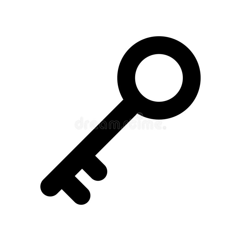 Black Key Icon for Web Design. Retro Key Icon Stock Illustration ...