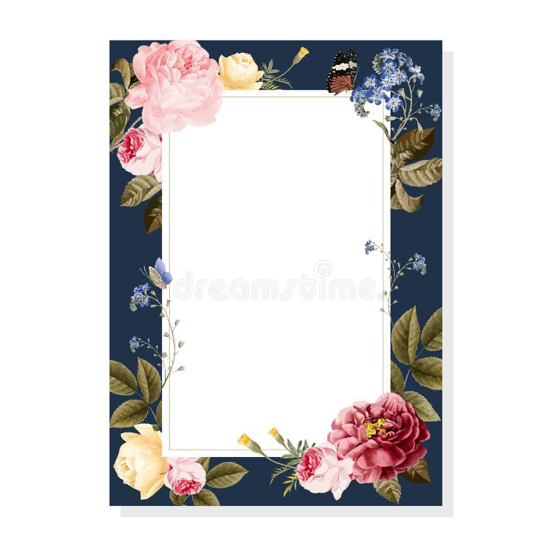 Blank Floral Frame Card Illustration Stock Illustration - Illustration ...