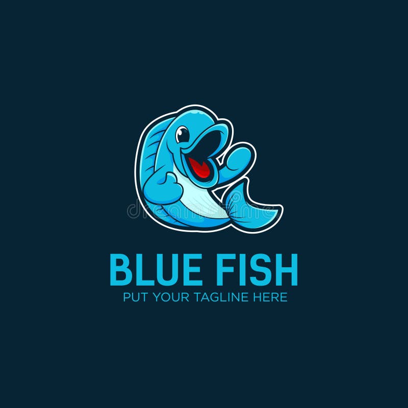 Blue Fish Mascot Logo Design Stock Vector - Illustration of background ...