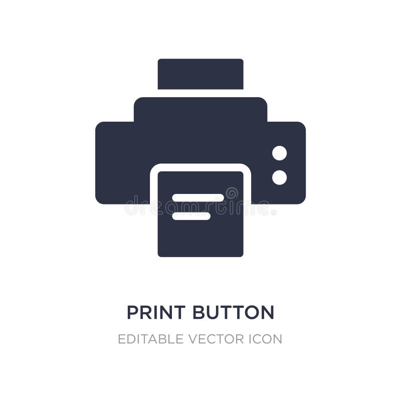 Print Button Icon on White Background. Simple Element Illustration from ...