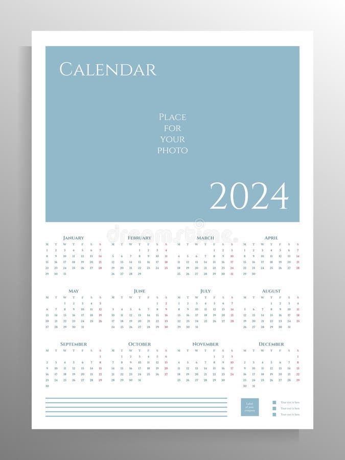 Calendar poster for 2024. stock illustration. Illustration of office ...
