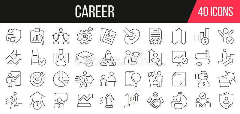 Career Line Icons Collection. Unity, Collaboration, Synergy ...