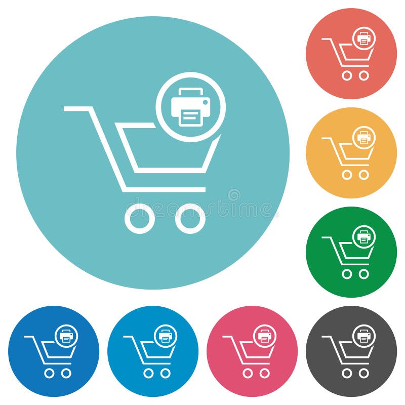 Print Cart Items Outline Round Flat Multi Colored Icons Stock Vector ...