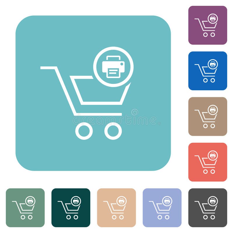 Print Cart Items Outline Round Flat Multi Colored Icons Stock Vector ...