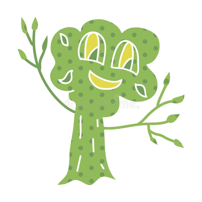 Cartoon Cheerful Crazy Pop Art Tree Character Stock Vector ...