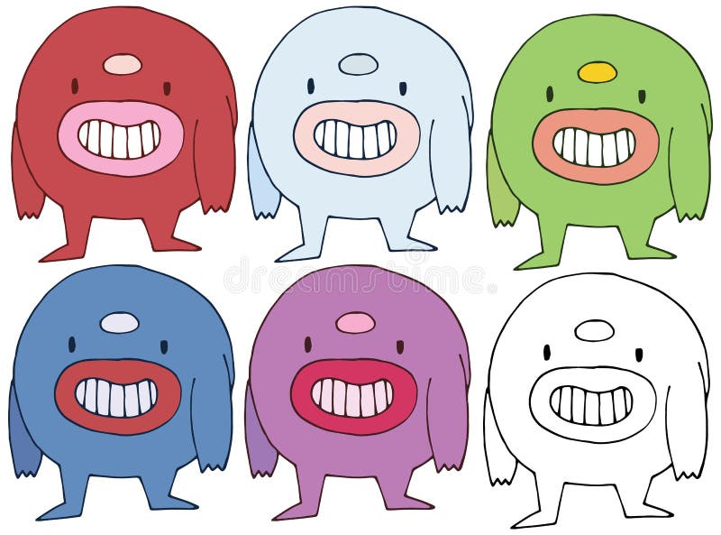 Print Cartoon Doodle Color Blob Monster Hand Draw Set Happy Funny Stock ... Print Cartoon Doodle Color Blob Monster Hand Draw Set Happy Funny Stock ...