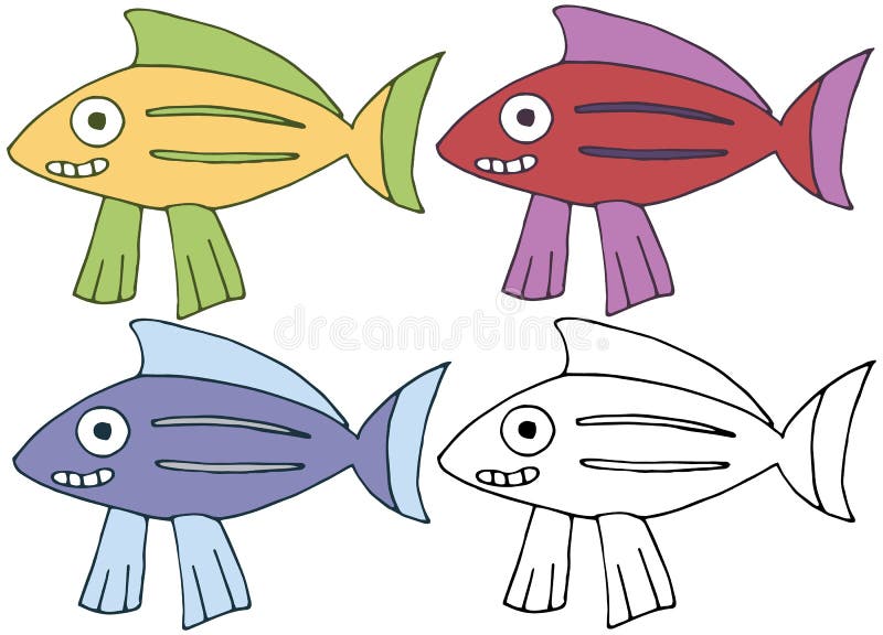 Print Cartoon Doodle Fish Color Set Hand Draw Monster Happy Stock ... Print Cartoon Doodle Fish Color Set Hand Draw Monster Happy Stock ...