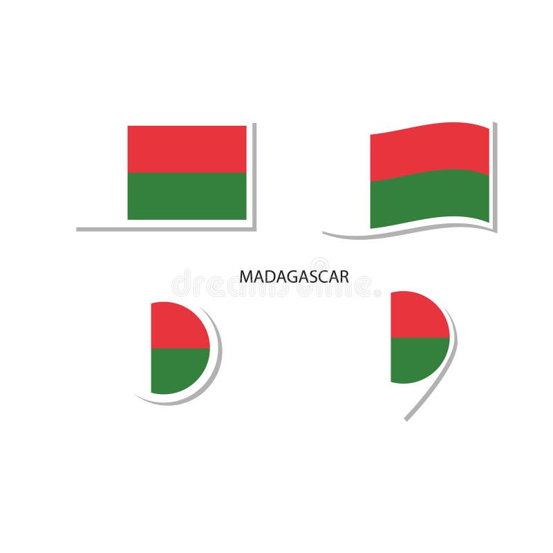 Madagascar Flag Logo Icon Set, Rectangle Flat Icons, Circular Shape ...