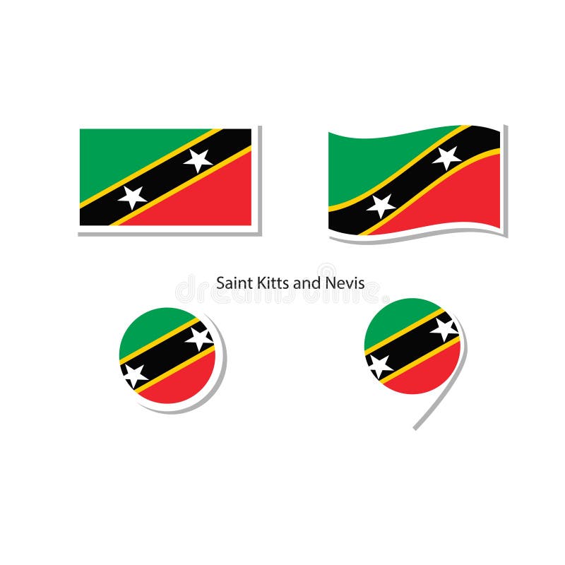 Saint Kitts and Nevis Flag Logo Icon Set, Rectangle Flat Icons ...