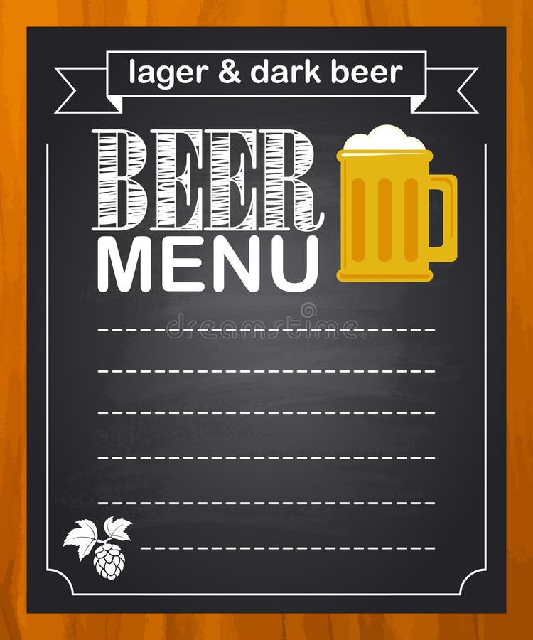 Chalk Blackboard Beer Menu, Empty Space for Text. Wood Background Stock ...
