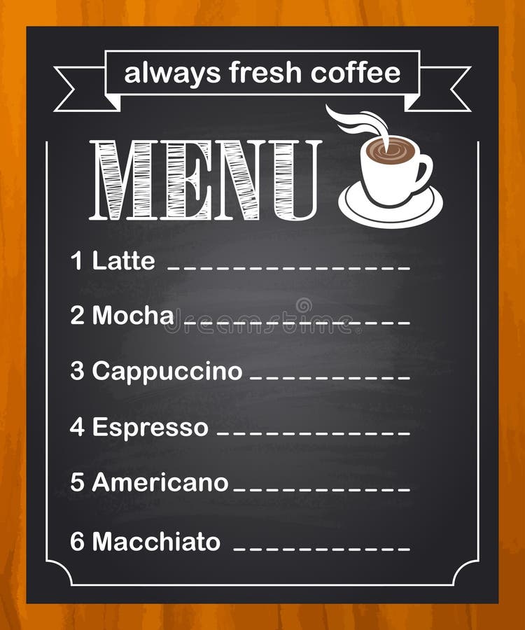 Blackboard COFFEE Menu Card Stock Vector - Illustration of design ...