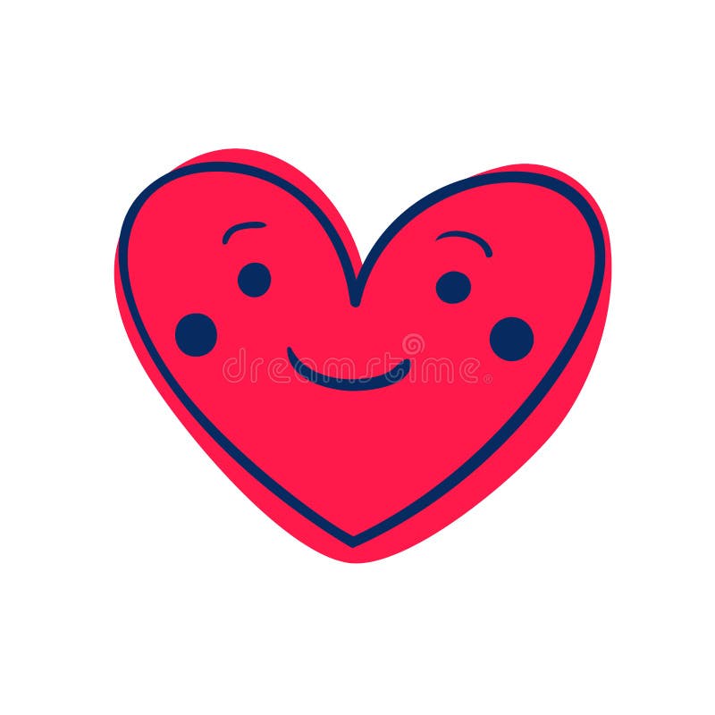 Cheerful Happy Smiling Face in the Shape of a Heart Stock Vector ...