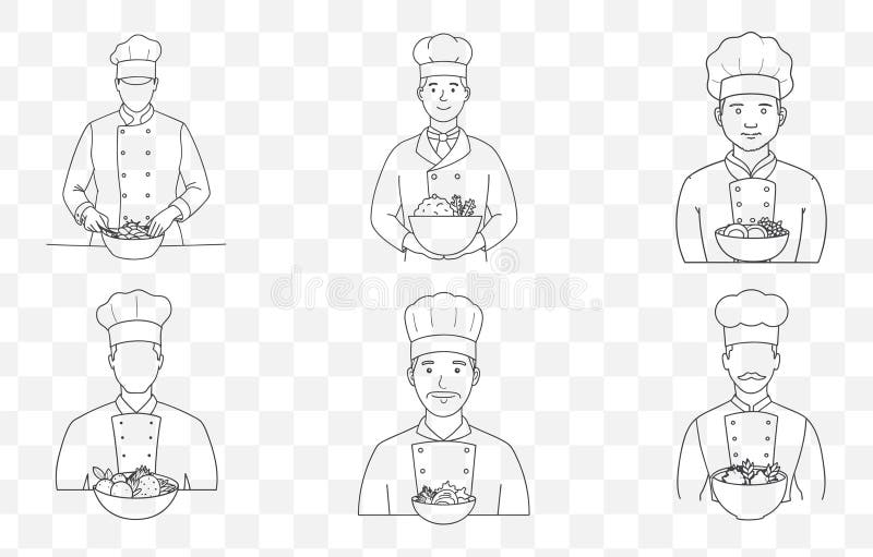 Print Chef Salad Line Art Vector Set for Professional Design Stock Vector - Illustration of ...