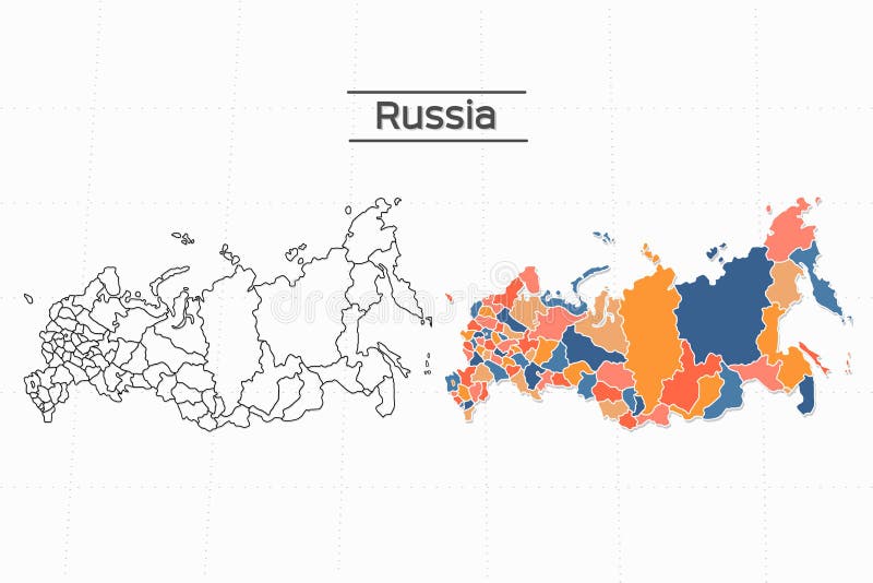 Russia Map City Vector Divided by Colorful Outline Simplicity Style ...