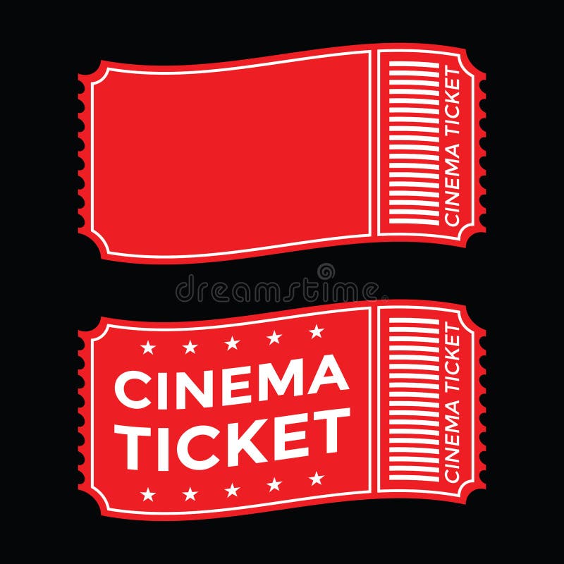 Cinema Ticket Set, Red Color Stock Illustration - Illustration of ...