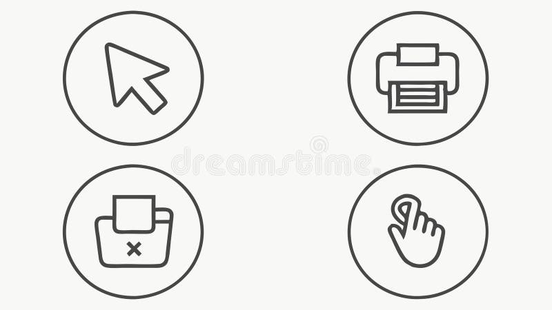 Print and Click Icons, User Interface Elements, Action Feedback, Vector Design Generative AI ...
