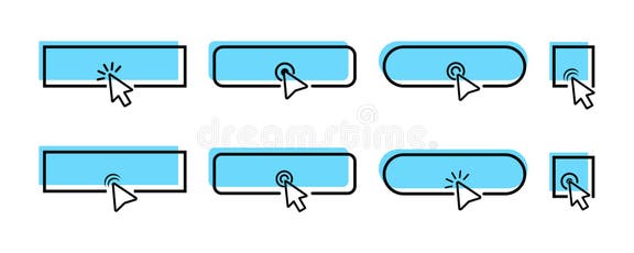 Click Mouse Cursor on Blank Button. Set of Template Web Buttons and ...