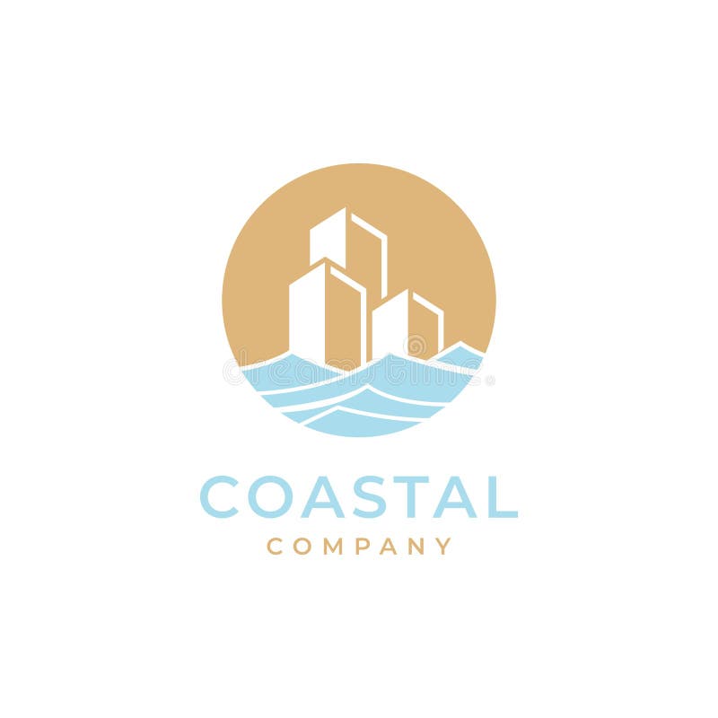 Coastal with Building Logo Design Vector Stock Vector - Illustration of ...