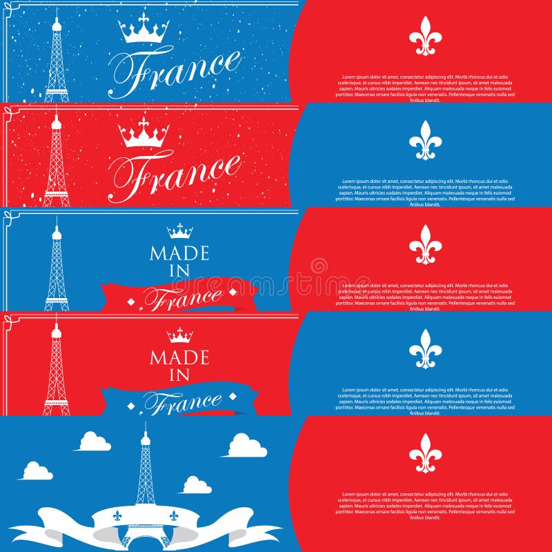 France Banners Set stock vector. Illustration of flat - 90858007