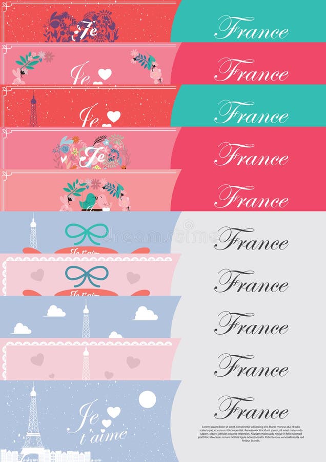 France Banners Set stock vector. Illustration of flat - 90858007