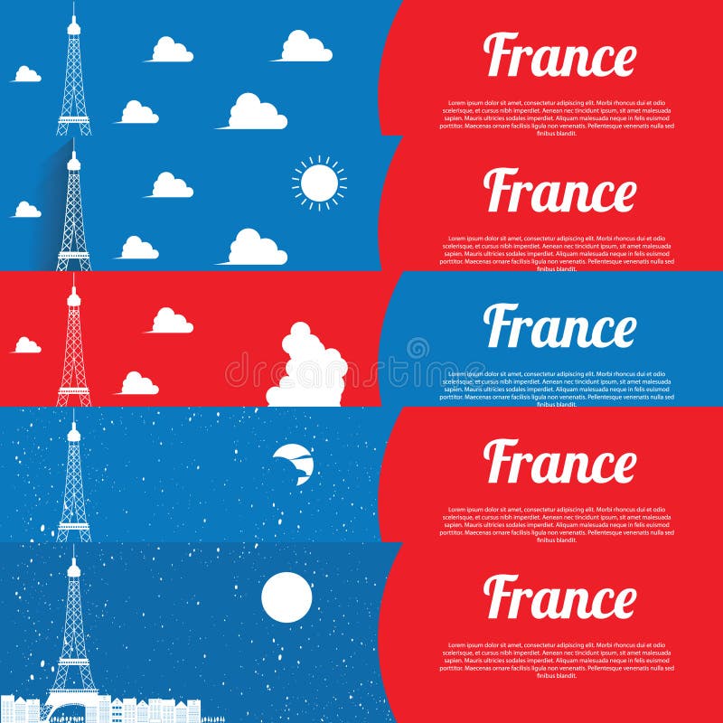 France Banners Set stock vector. Illustration of flat - 90858007