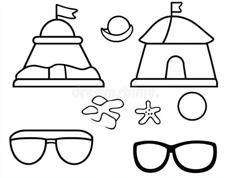 Beach Colouring Sheet Stock Illustrations – 105 Beach Colouring Sheet ...