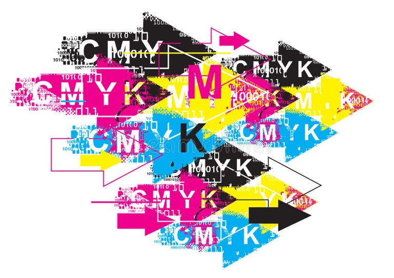 Print Colors Arrows with Binary Codes, Print Data, Grunge Background ...