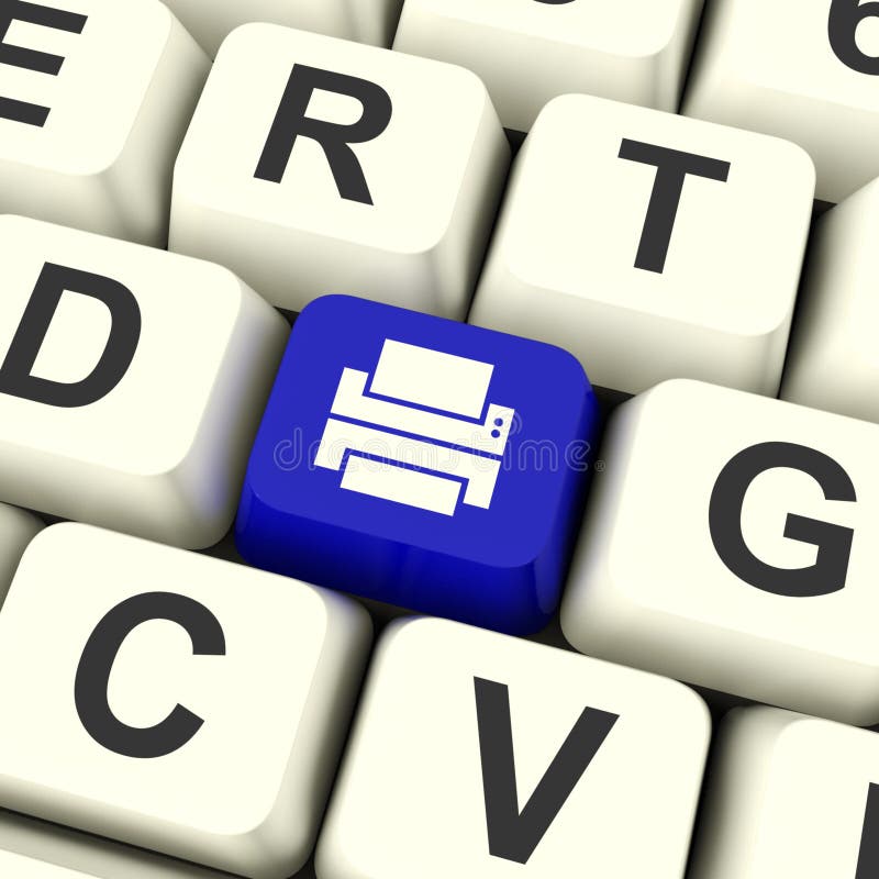 Print Computer Key in Blue Showing Access To a Hard Copy Stock Photo ...