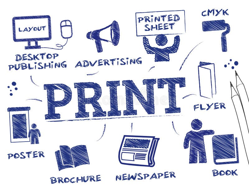 Printing Word Cloud stock vector. Illustration of advertising - 26400523