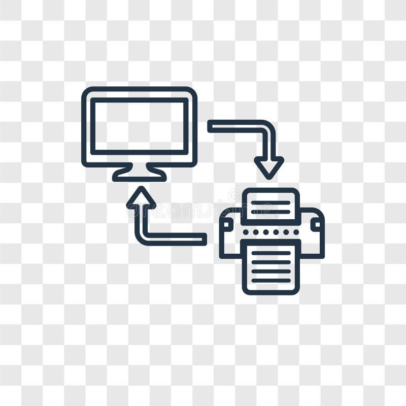 Print Concept Vector Linear Icon on Transparent Backgro Stock Vector ...