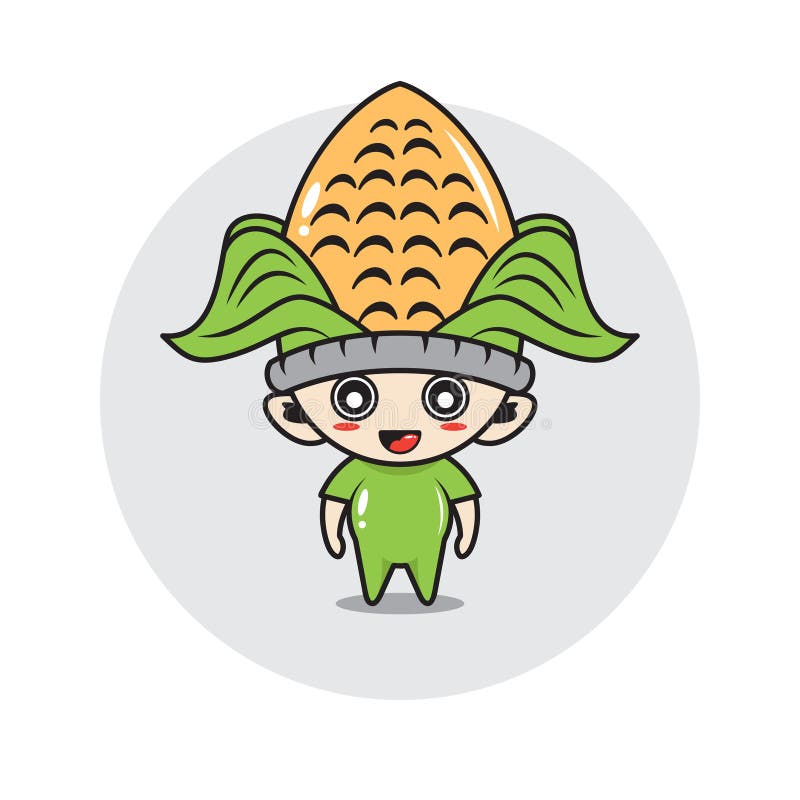 Corn Mascot Character Cute 01 Stock Vector - Illustration of character ...