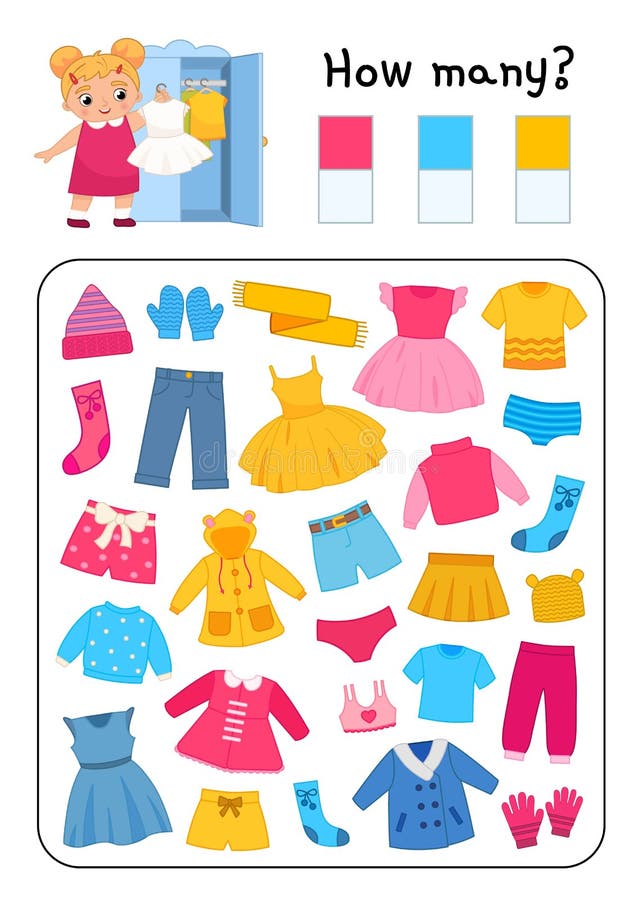 Counting Educational Children Game, Kids Activity Sheet. How Many ...