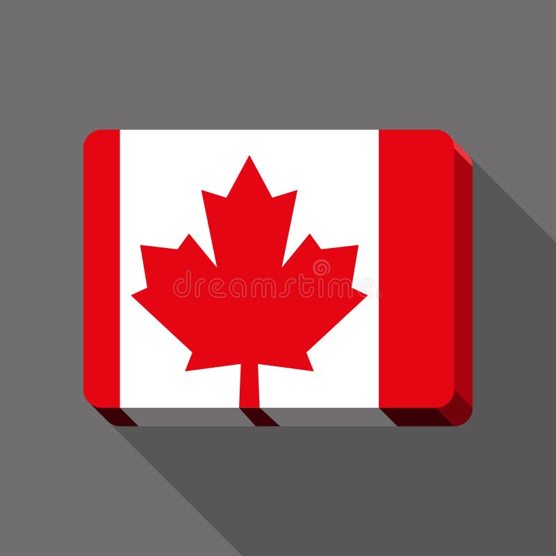 Rectangular Button Flag of Canada. Stock Vector - Illustration of ...