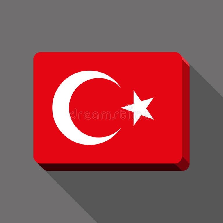 Rectangular Button Flag of Turkey. Stock Vector - Illustration of ...