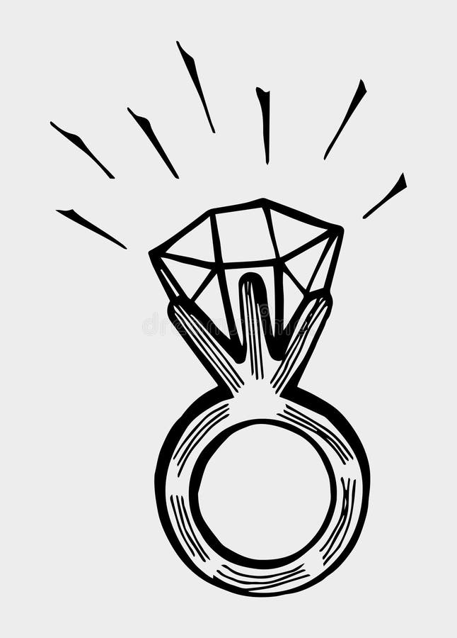 Diamond Engagement Ring Doodle Stock Illustration - Illustration of ...
