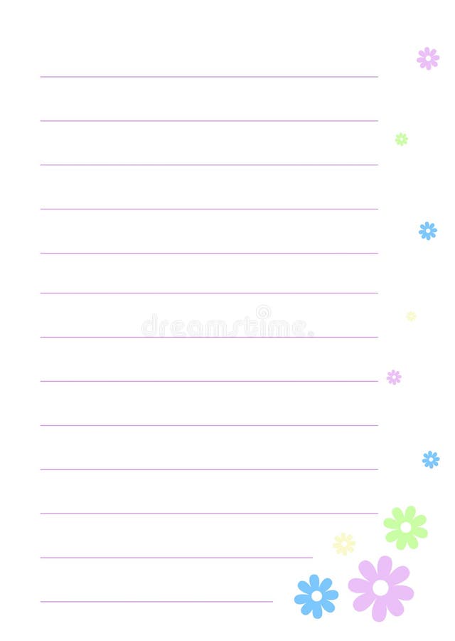 Digital Planner Page with Flower Blossom. Notebook Line Page with ...