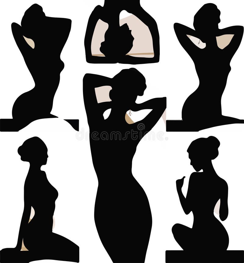 Print DIVERSE BEAUTIFUL WOMAN SILHOUETTE EXPRESSIONS Stock Vector ...