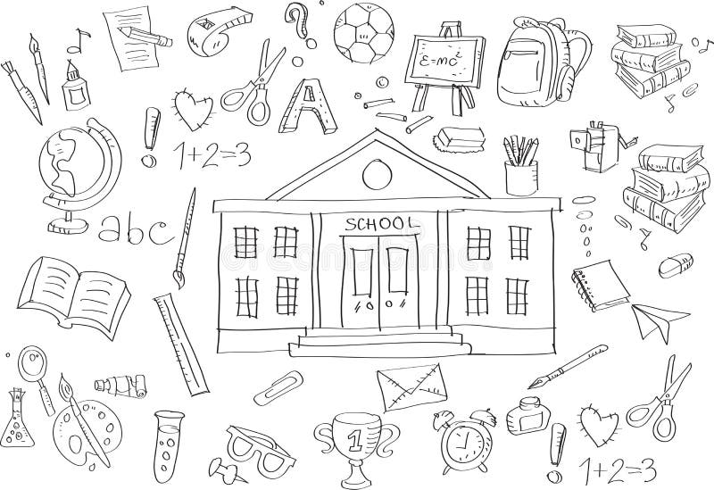 Print Doodle School Pattern Stock Vector - Illustration of symbols ...