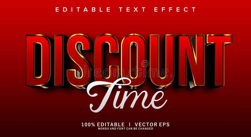 Discount Time 3d Vector Text Effect with Modern Style Design Stock ...