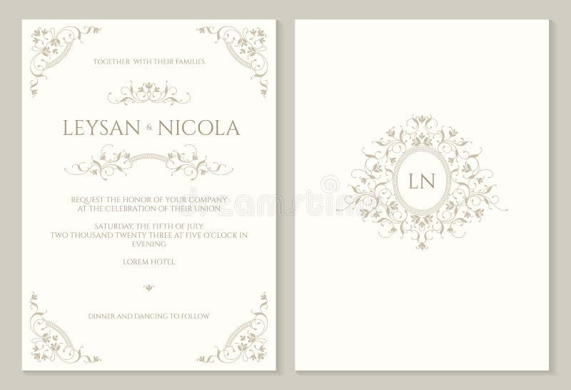Elegant Wedding Invitation. Classic Graphic Elements. Frame with Floral ...