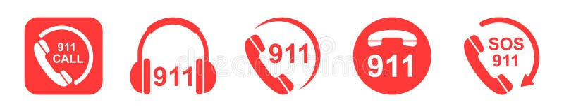 Emergency 911 Call Vector Icons. Red Sos Icons. Help Number Stock ...