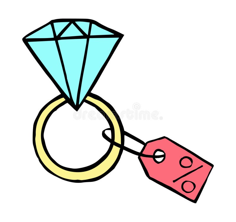 Engagement Ring with Diamond Doodle Style. Stock Illustration ...